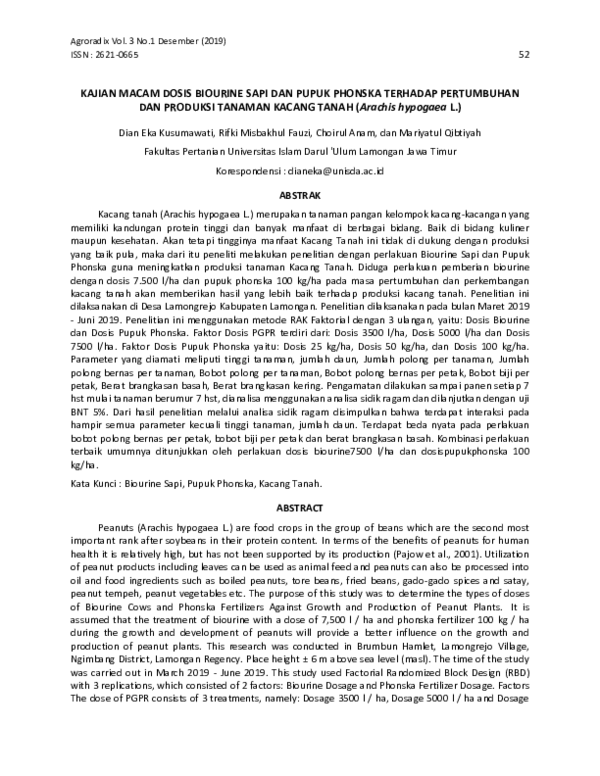 (PDF) KAJIAN MACAM DOSIS BIOURINE SAPI DAN PUPUK PHONSKA TERHADAP PERTUMBUHAN DAN PRODUKSI ...