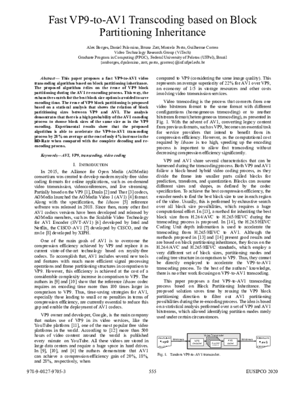 (PDF) Fast VP9-to-AV1 Transcoding based on Block Partitioning Inheritance