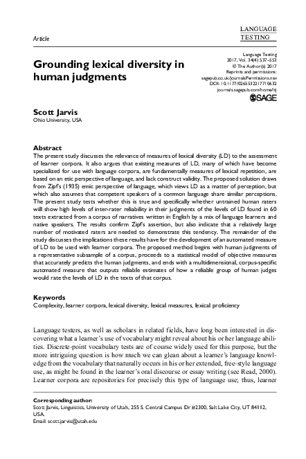 (PDF) Grounding lexical diversity in human judgments
