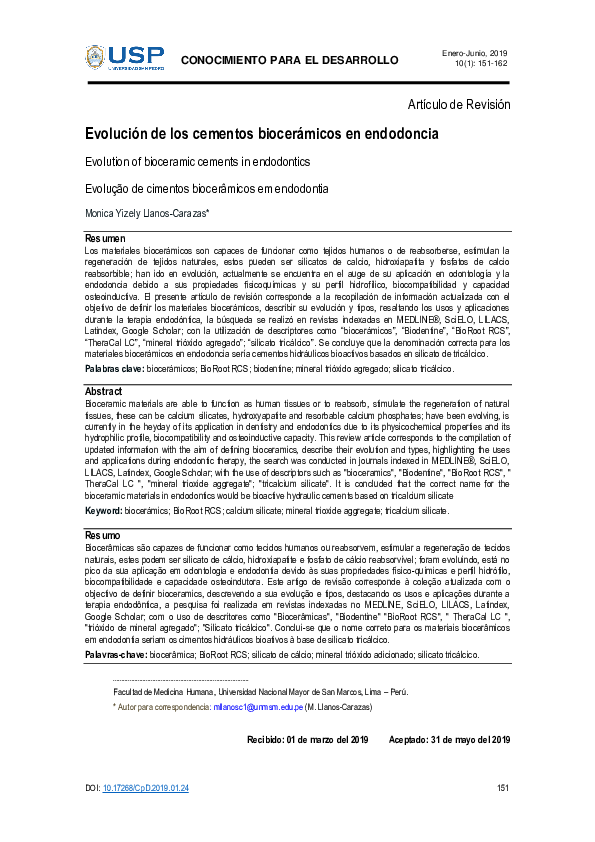 (PDF) Evolution of bioceramic cements in endodontics