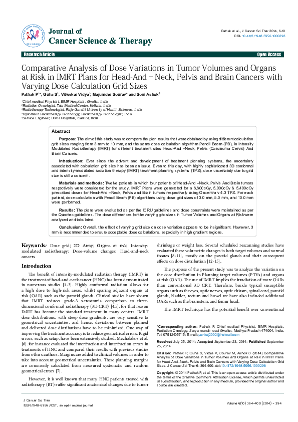 (PDF) Comparative Analysis of Dose Variations in Tumor Volumes and ...
