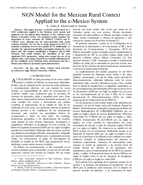 (PDF) NGN Model for the Mexican Rural Context Applied to the e-México ...