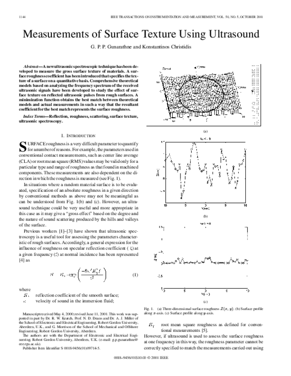 (PDF) Measurements of surface texture using ultrasound