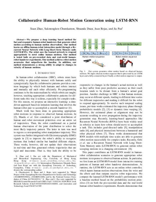 (PDF) Collaborative Human-Robot Motion Generation Using LSTM-RNN
