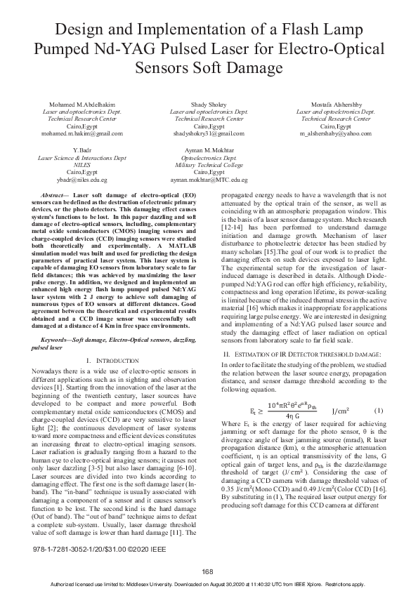 (PDF) Design and Implementation of a Flash Lamp Pumped Nd-YAG Pulsed ...