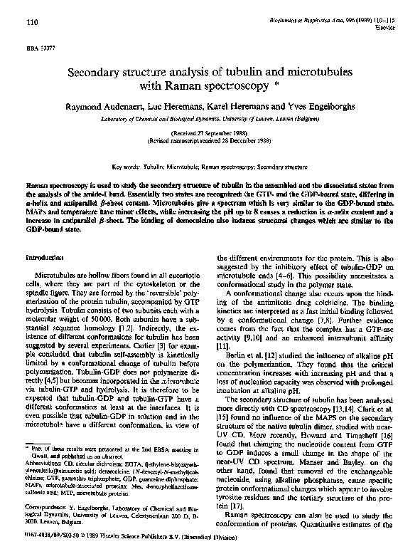 (PDF) Secondary structure analysis of tubulin and microtubules with ...