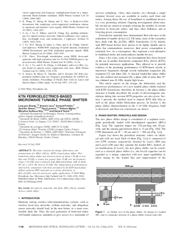 (PDF) KTN ferroelectrics-based microwave tunable phase shifter