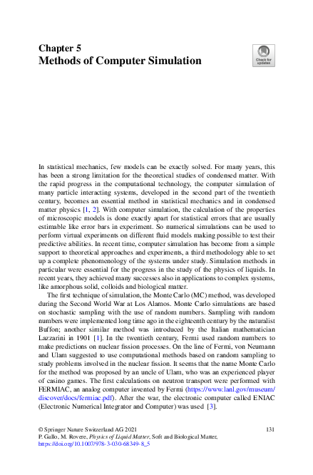 (PDF) Methods of Computer Simulation
