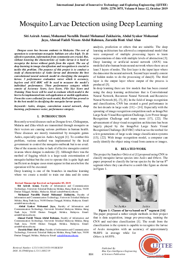 (PDF) Mosquito Larvae Detection using Deep Learning (PDF) Mosquito Larvae Detection using Deep Learning