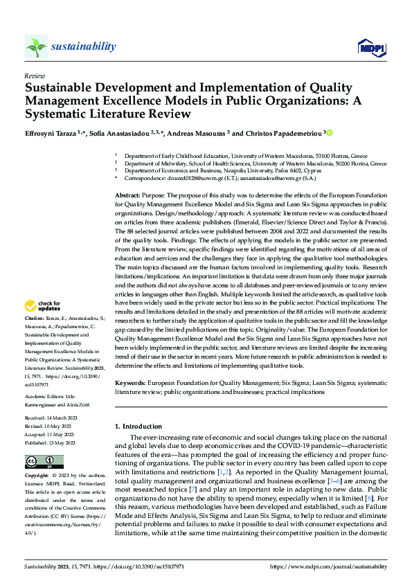 (PDF) Sustainable Development and Implementation of Quality Management ...