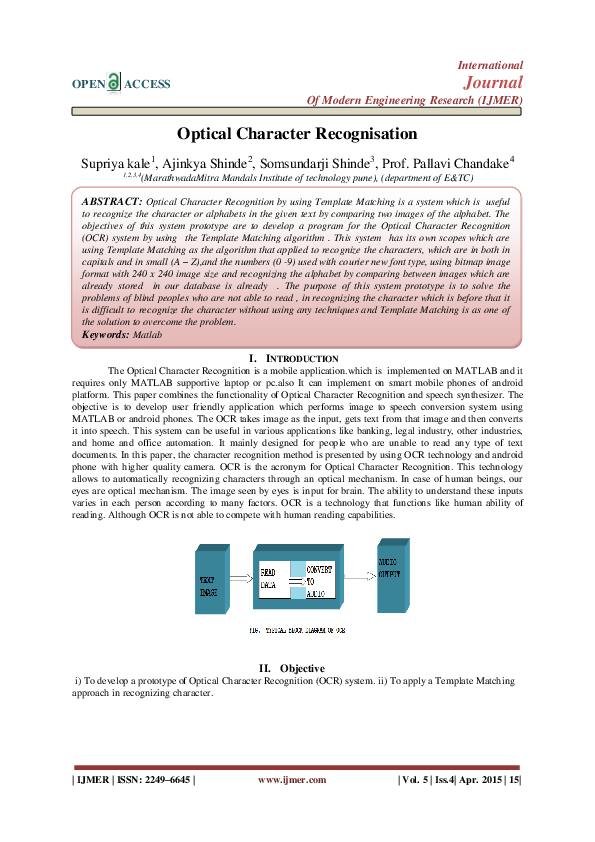 (PDF) Optical Character Recognisation