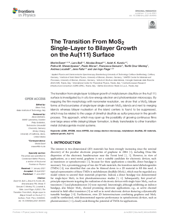 (PDF) The Transition From MoS2 Single-Layer to Bilayer Growth on the Au ...