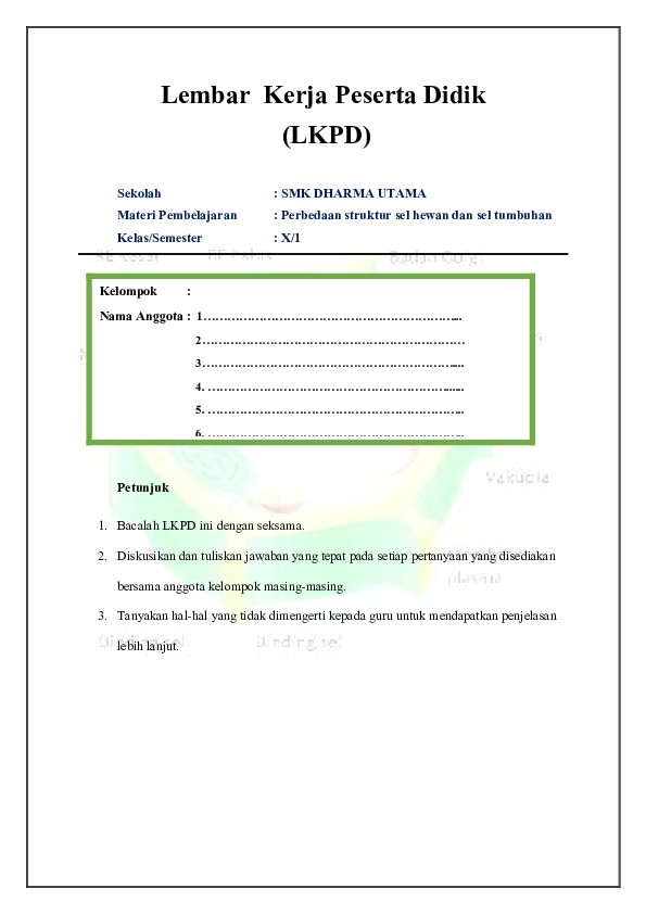(DOC) Lembar Kerja Peserta Didik (LKPD) Sekolah : SMK DHARMA UTAMA Materi Pembelajaran ...