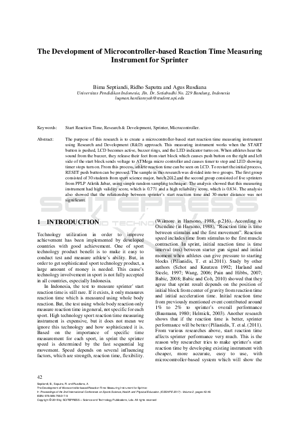 (PDF) The Development of Microcontroller-based Reaction Time Measuring ...