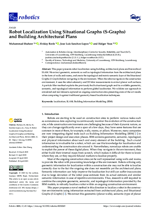 (PDF) Robot Localization Using Situational Graphs (S-Graphs) and ... (PDF) Robot Localization Using Situational Graphs (S-Graphs) and ...
