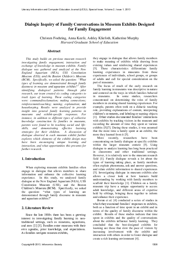 (PDF) Dialogic Inquiry of Family Conversations in Museum Exhibits ...