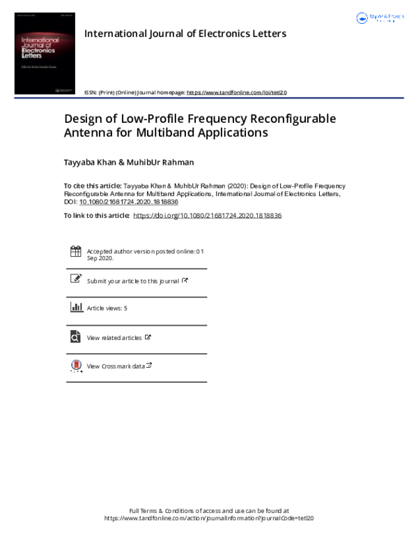 Pdf Design Of Low Profile Frequency Reconfigurable Antenna For
