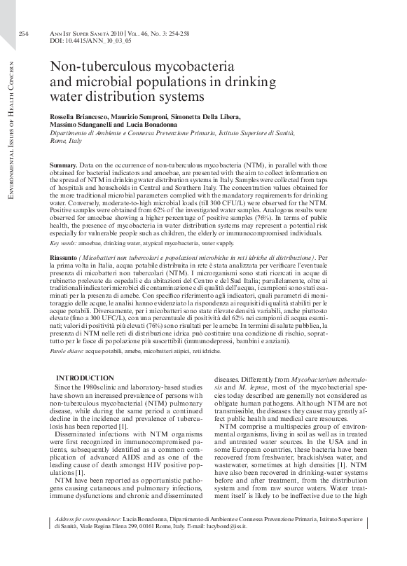 (PDF) Non-tuberculous mycobacteria and microbial populations in drinking water distribution ...