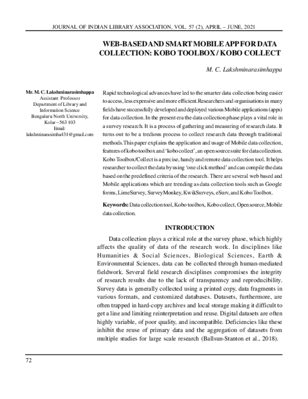 (PDF) Web-based and smart mobile app for data collection: Kobo Toolbox ...