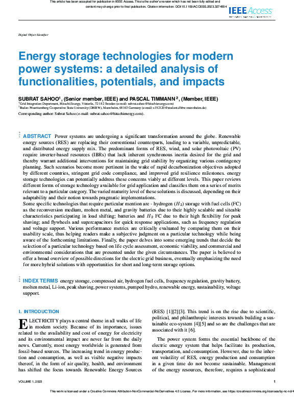(PDF) Energy storage technologies for modern power systems: a detailed ...
