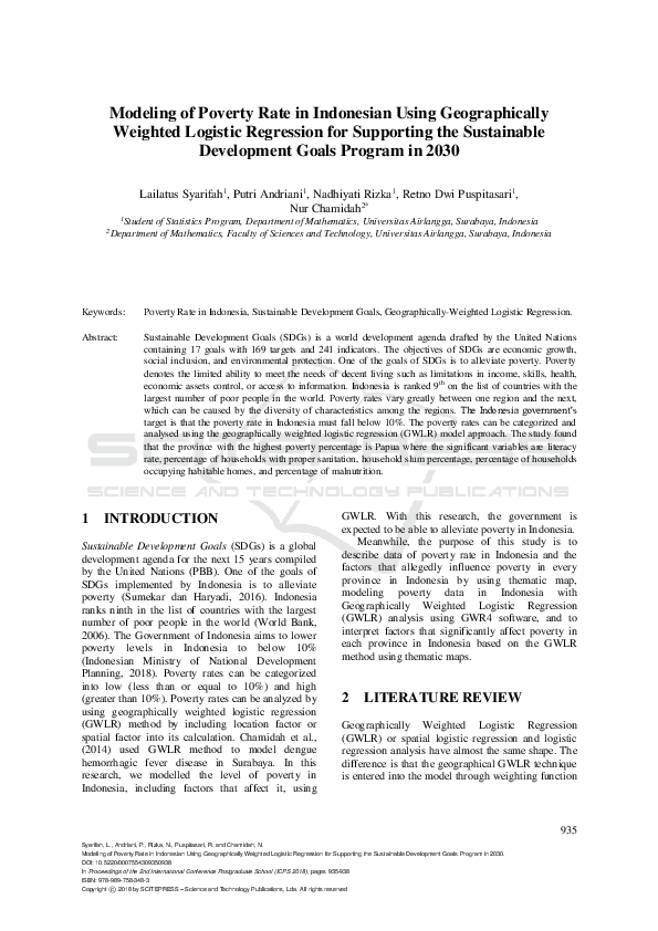 (PDF) Modeling of Poverty Rate in Indonesian Using Geographically Weighted Logistic Regression ...