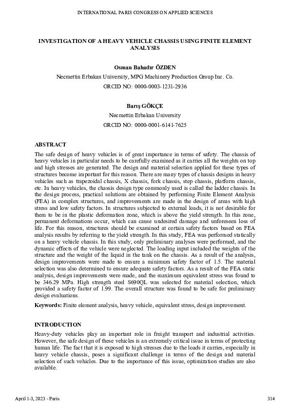 Pdf Investigation Of A Heavy Vehicle Chassis Using Finite Element