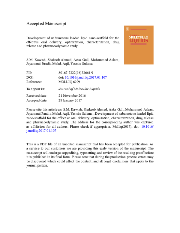 (PDF) Development of nabumetone loaded lipid nano-scaffold for the ...