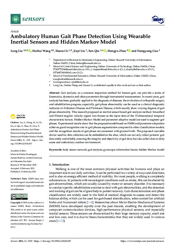 Pdf Ambulatory Human Gait Phase Detection Using Wearable Inertial Sensors And Hidden Markov Model