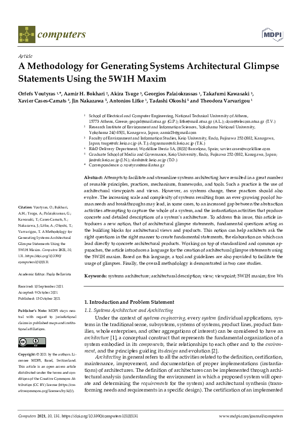 (PDF) A Methodology for Generating Systems Architectural Glimpse ...