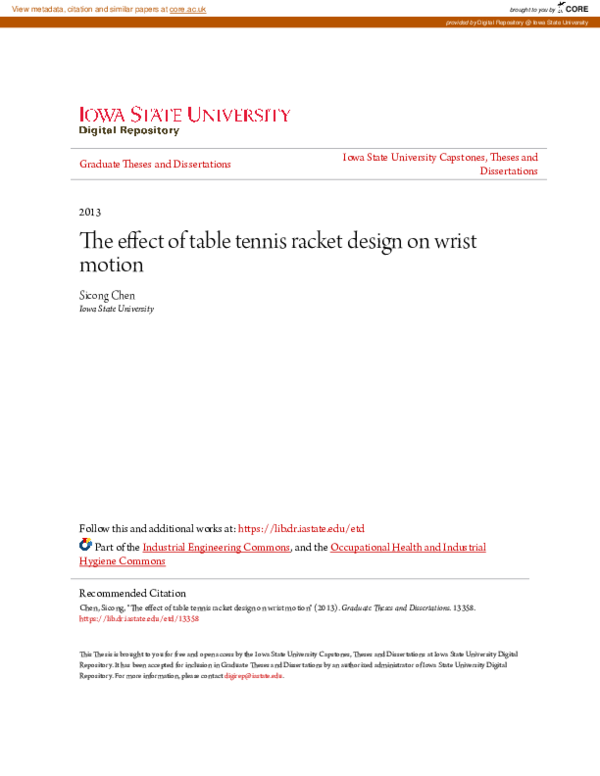 (PDF) The effect of table tennis racket design on wrist motion