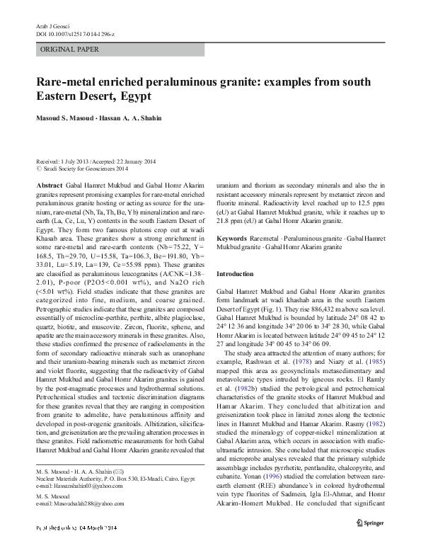 (PDF) Rare-metal enriched peraluminous granite: examples from south ...
