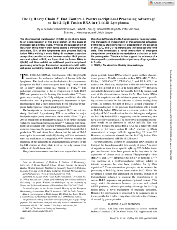 (PDF) The Ig Heavy Chain 3′ End Confers a Posttranscriptional ...