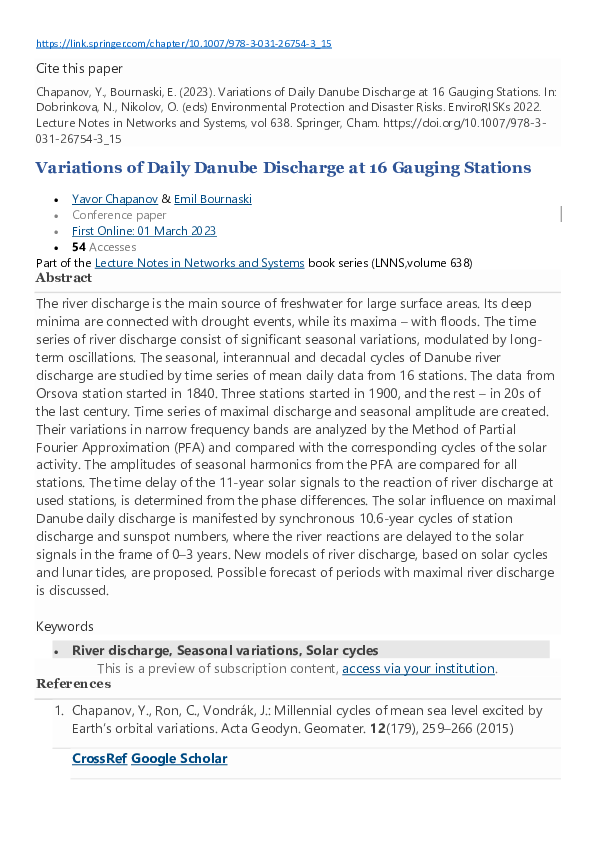 (PDF) Variations of Daily Danube Discharge at 16 Gauging Stations