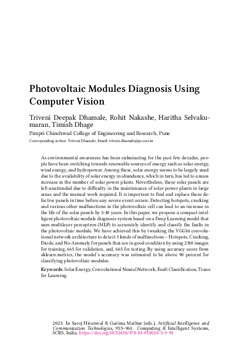 (PDF) Photovoltaic Modules Diagnosis Using Computer Vision