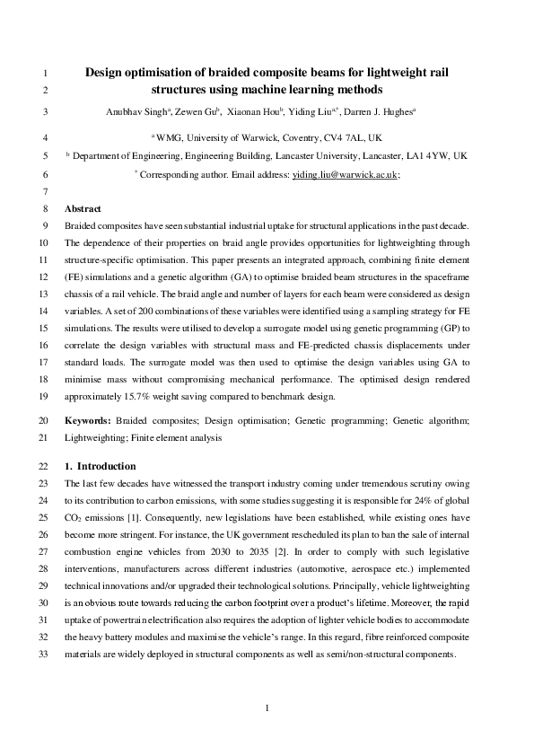 (PDF) Design optimisation of braided composite beams for lightweight ...