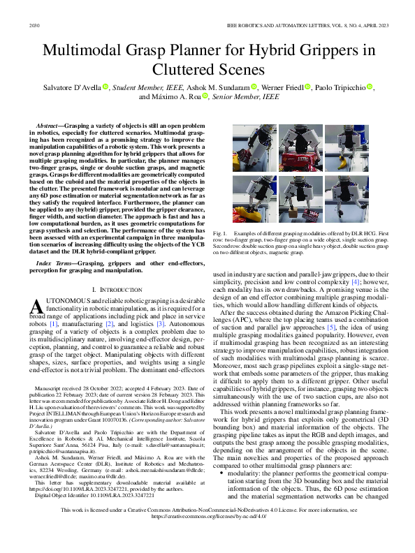 (PDF) Multimodal Grasp Planner for Hybrid Grippers in Cluttered Scenes
