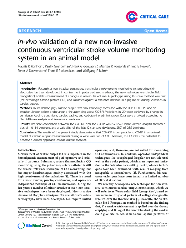 (PDF) In-vivo validation of a new non-invasive continuous ventricular ...