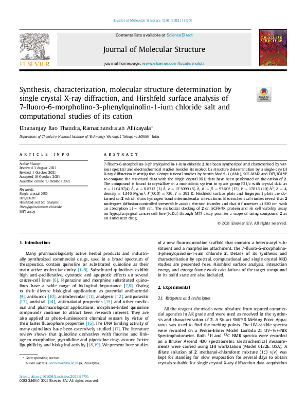 (PDF) Journal of Molecular Structure