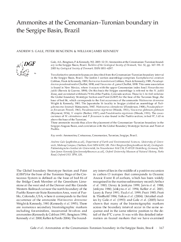 (PDF) Ammonites at the Cenomanian–Turonian boundary in the Sergipe ...