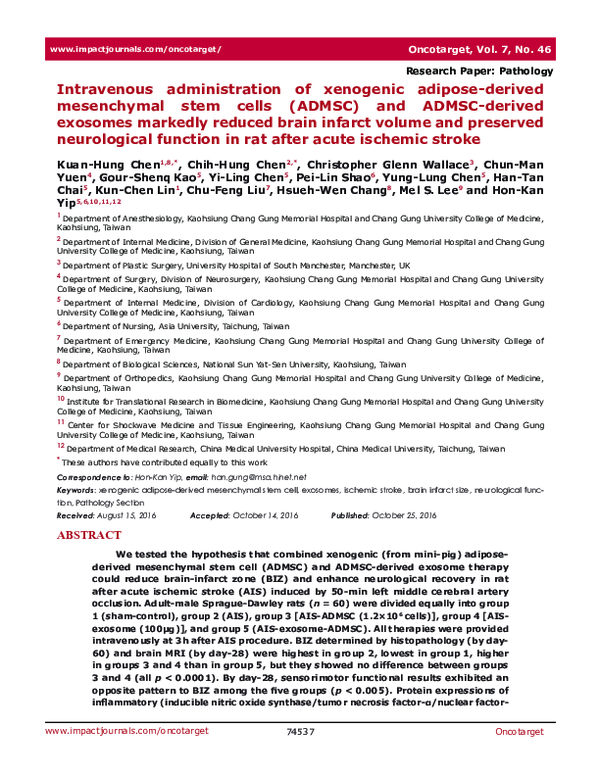 (PDF) Intravenous administration of xenogenic adipose-derived ...