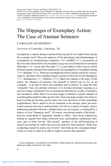 (PDF) The Slippages of Exemplary Action: The Case of Ataman Semenov