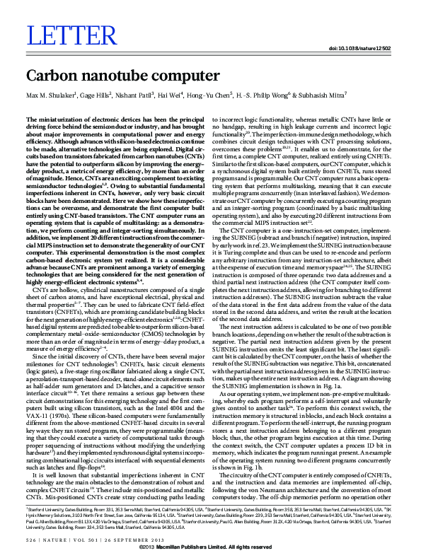 Pdf First Cnt Based Computer Demonstrating Multitasking Abilities