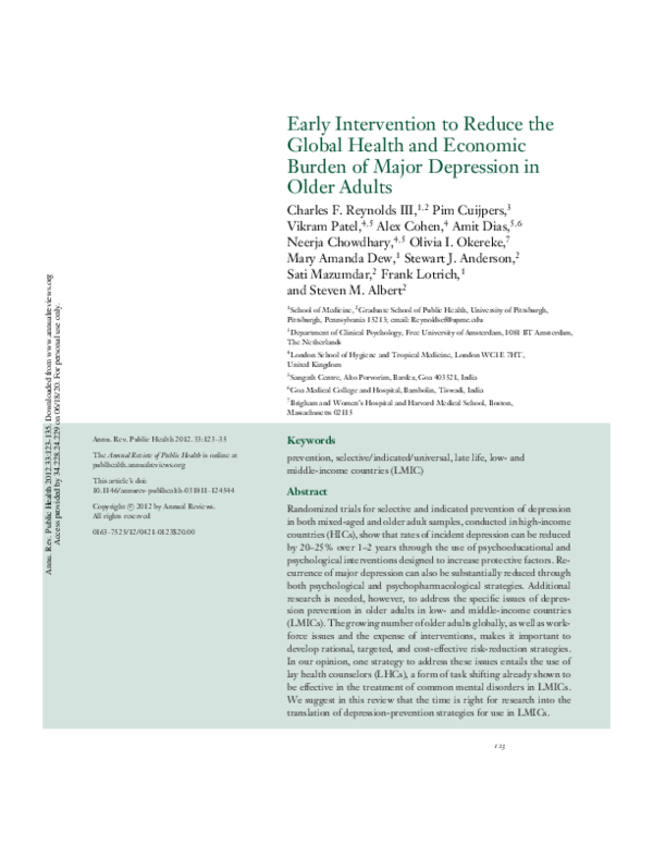 (PDF) Early Intervention to Reduce the Global Health and Economic ...