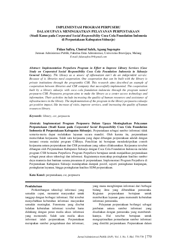 (PDF) Implementasi Program Perpuseru Dalam Upaya Meningkatkan Pelayanan Perpustakaan (Studi ...