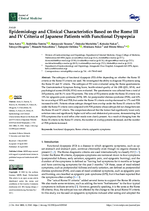 (PDF) Epidemiology and Clinical Characteristics Based on the Rome III and IV Criteria of ...