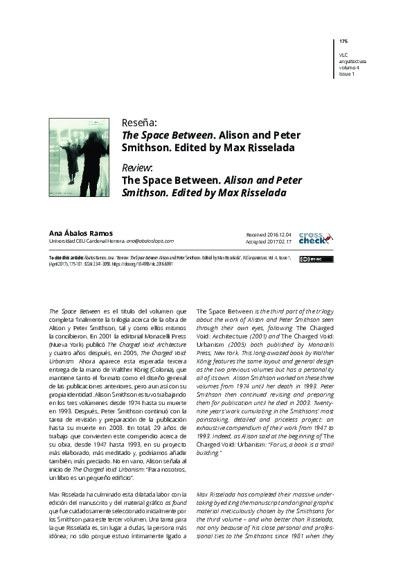 (PDF) Alison and Peter Smithson: The Space Between. Editado por Max ...