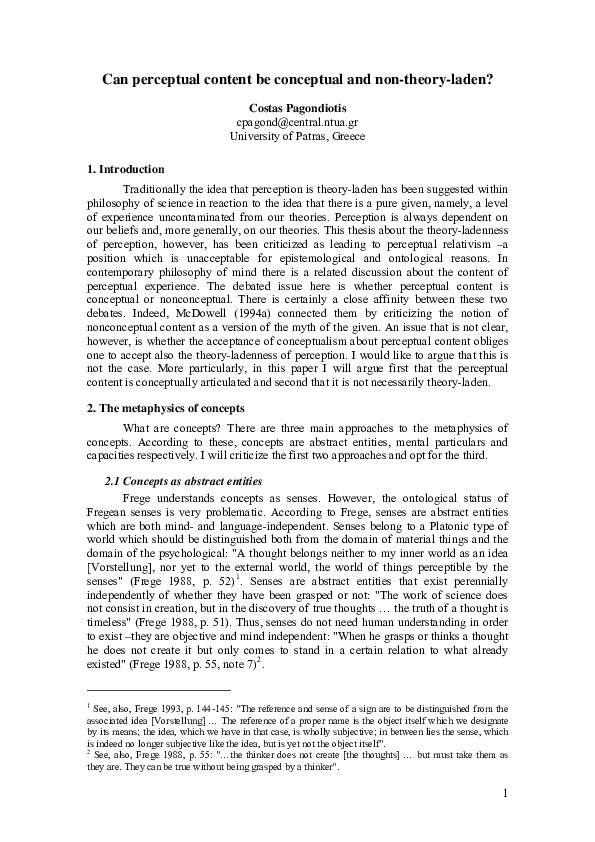 (PDF) Can Perceptual Content be Conceptual and Non-Theory-Laden?