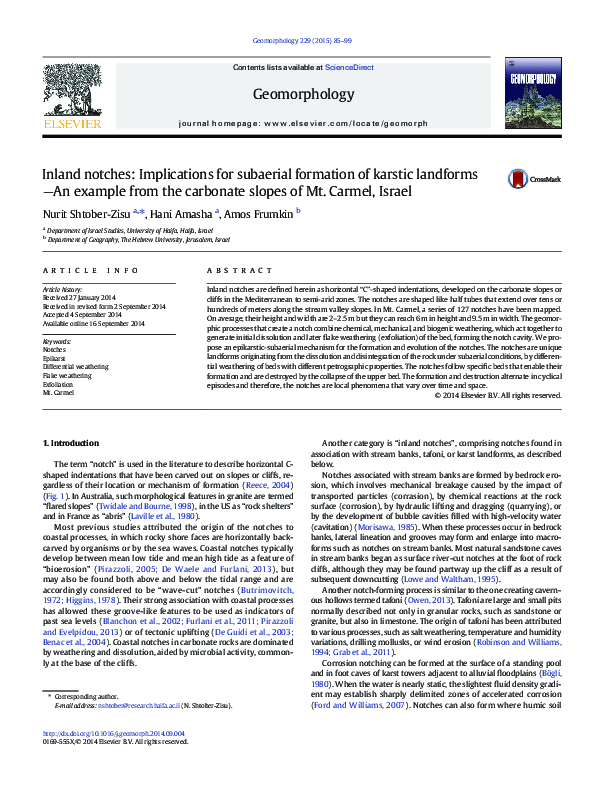 (PDF) Inland notches: Implications for subaerial formation of karstic ...