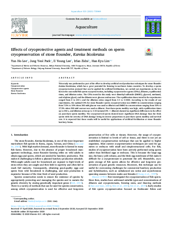 (PDF) Effects of cryoprotective agents and treatment methods on sperm ...