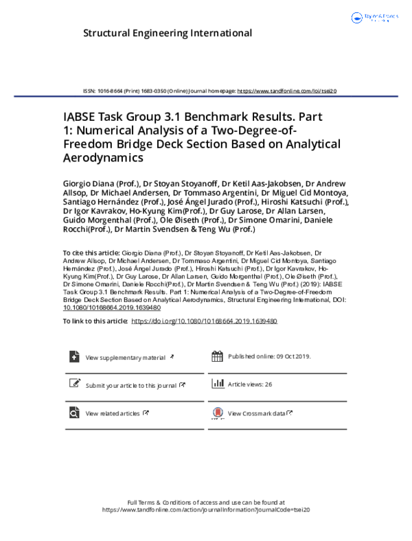 (PDF) IABSE Task Group 3.1 Benchmark Results. Part 1: Numerical Analysis of a Two-Degree-of ...